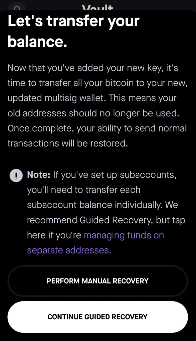 Guided vs. manual recovery transactions